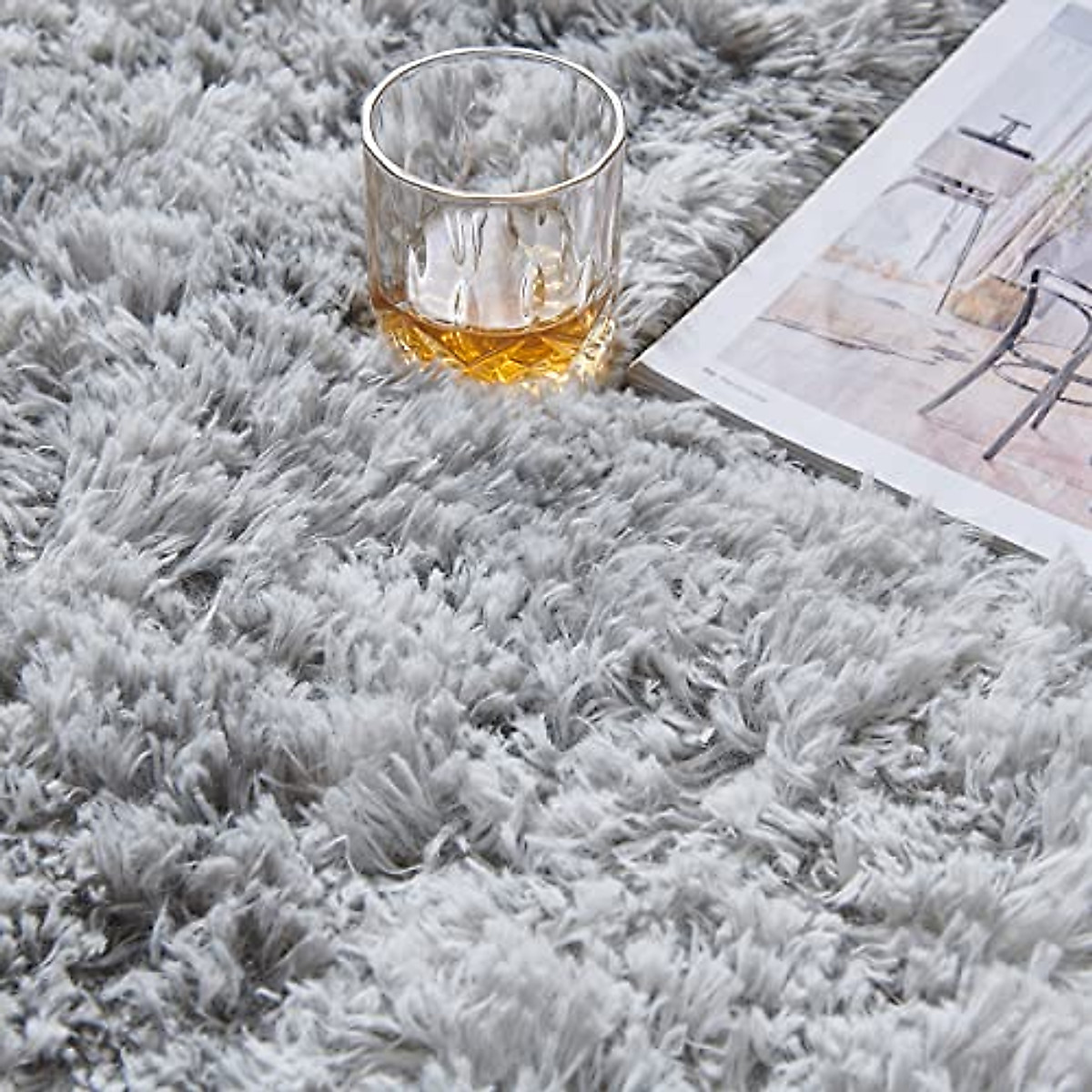 ANVARUG 3x5 Feet Small Area Rug, Upgrade Anti-Skid Durable Rectangular Cozy Rug, High Pile Shag Carpet Rugs for Indoor Home Decorative, Tie-Dyed Light Grey