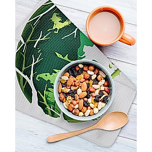 Hokiten Halloween Waffle Kitchen Towels Dishcloths, Green Ombre Pumpkins Castle Witch Absorbent Dish Towels | Hand Towels for Bathroom/Bar, 12 x 12 Inch, 2 Pcs