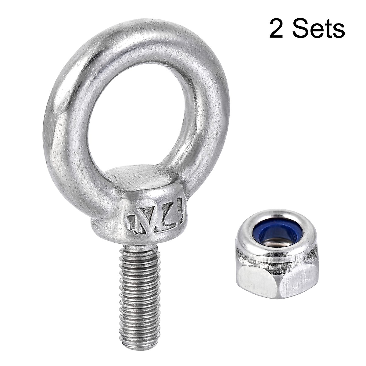 uxcell Lifting Eye Bolt M4 x 11mm Male Thread with Hex Screw Nut for Hanging Securing Chain Wire Rope, 304 Stainless Steel, 2 Sets