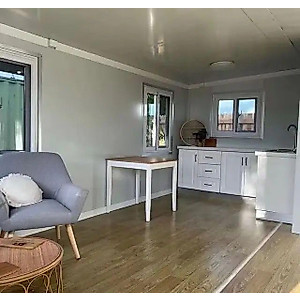 Generic Expandable 2 Bedroom 2 Bathroom Tiny Home, 10x20 ft, Portable Structure with Large Windows, Gray, 07112003