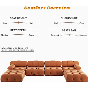 BOKIFOL Sectional Sofa, Modular Sectional Couch with Ottomans- U Shaped Couch for Living Room, 6 Seater Sofa Sets,138"(Orange)