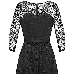 Wedtrend Black Bridesmaid Dress for Women Cocktail Party Dress Special Occasion Gowns and Evening Dresses Tea Length Mother of The Bride Dresses Sheer Sweetheart Neckline Dress WTL20007BlackL