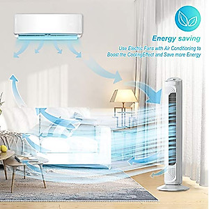 Airvention Tower Fan for Bedroom, Ultra Quiet Breezing, 90° Wide Angle Oscillating Air Circulator, 3 Speed Levels, Small Footprint Design, 32 inch Middle Tower Standing Fan, Space Saving, FZ09, White