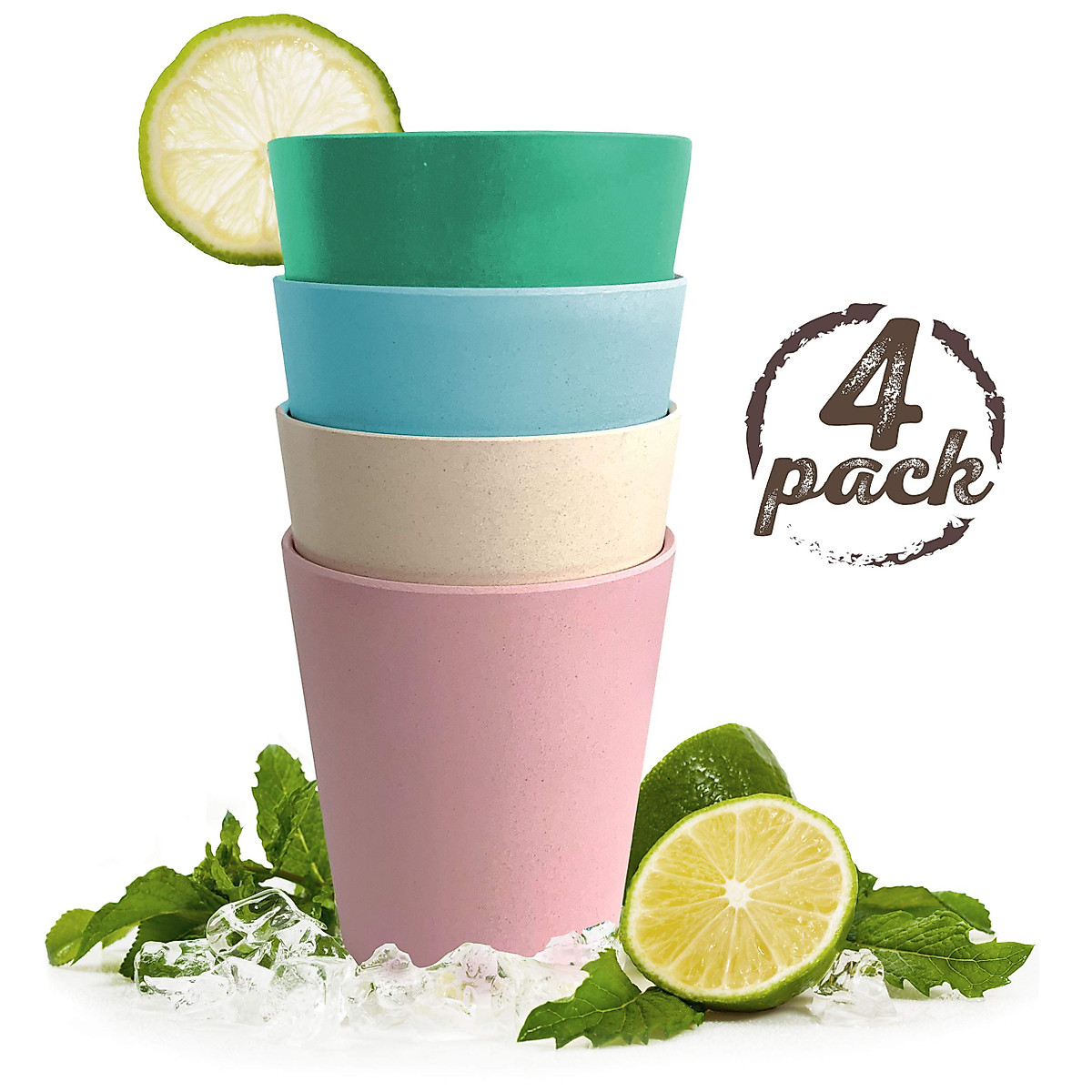 Shopper Goods Bamboo Cups Kids Toddler Multi-Color (4 Pack / 10 Oz)