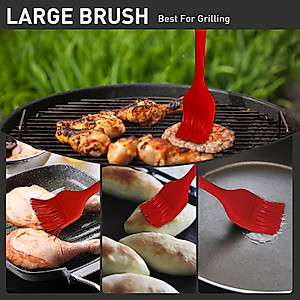 Pastry Brush-Begonia Silicone Basting Brush for Cooking,2pcs 10+8 in Heat Resistant Food Brushes for Baking, Grilling, Cooking and Spreading Oil, Butter, BBQ Sauce, or Marinade Red,A-11