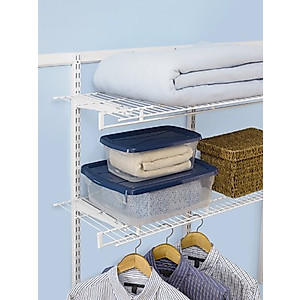 Rubbermaid FastTrack Multi-Purpose Closet Shelving Kit, White, Adjustable, Pantry Storage/Organization for your Clothes/Shoes/Food/Cleaning Supplies