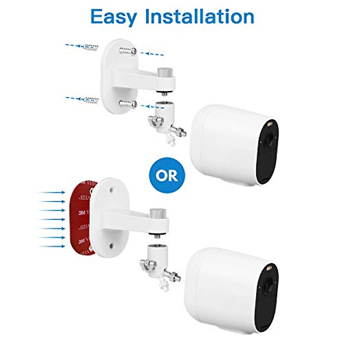 2Pack Security Wall Mount for Arlo Pro, Arlo Pro 2, Arlo Ultra, Arlo Pro 3, Arlo Go, Arlo Essential Spotlight Camera, Adjustable Indoor/Outdoor Mounting Bracket for Your Surveillance Camera (White)