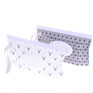 Baby Wet Wipe Pouch Bag Travel Wipes Case Reusable Refillable Wet Wipe Bag Cases Portable Travel Wipes Dispenser Wipe Pouches