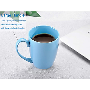 MIWARE 13 Ounce Porcelain Mugs, Set of 6, Tea and Coffee Mug Set, Multicolor (Multicolor, 13OZ)