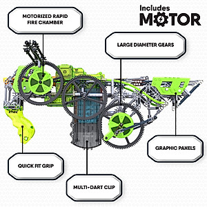 K'NEX Cyber-X C10 Crypto Crank with Motor - Blasts up to 60 ft - 383 Pieces, 6 Builds, Targets, 10 Darts - Great Gift Kids 8+