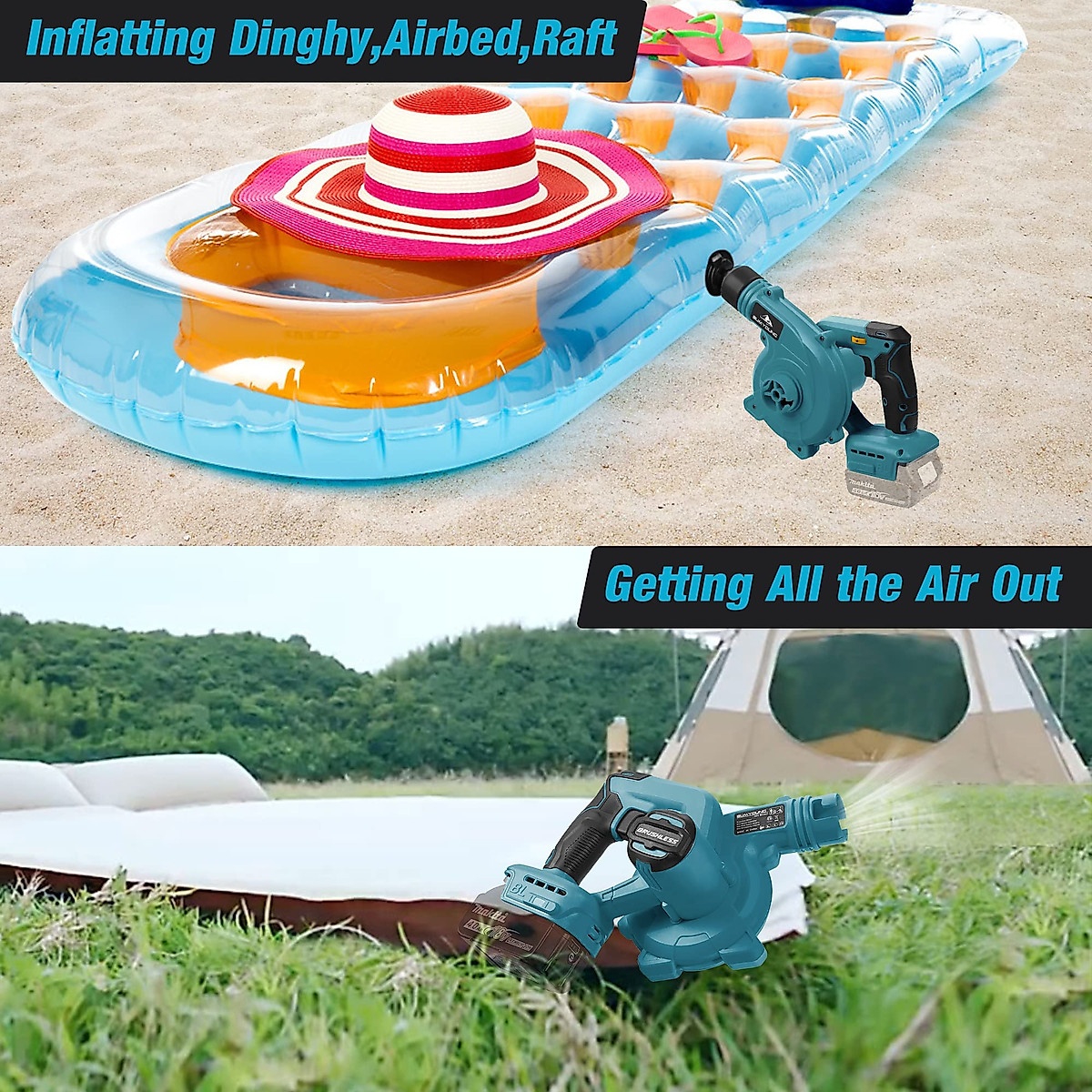 Cordless Leaf Blower for Makita 18V Battery,Electric Jobsite Air Blower with Brushless Motor,6 Variable Speed Up to 180MPH,2-in-1 Handle Electric Blower and Vacuum Cleaner(Battery Not Included)