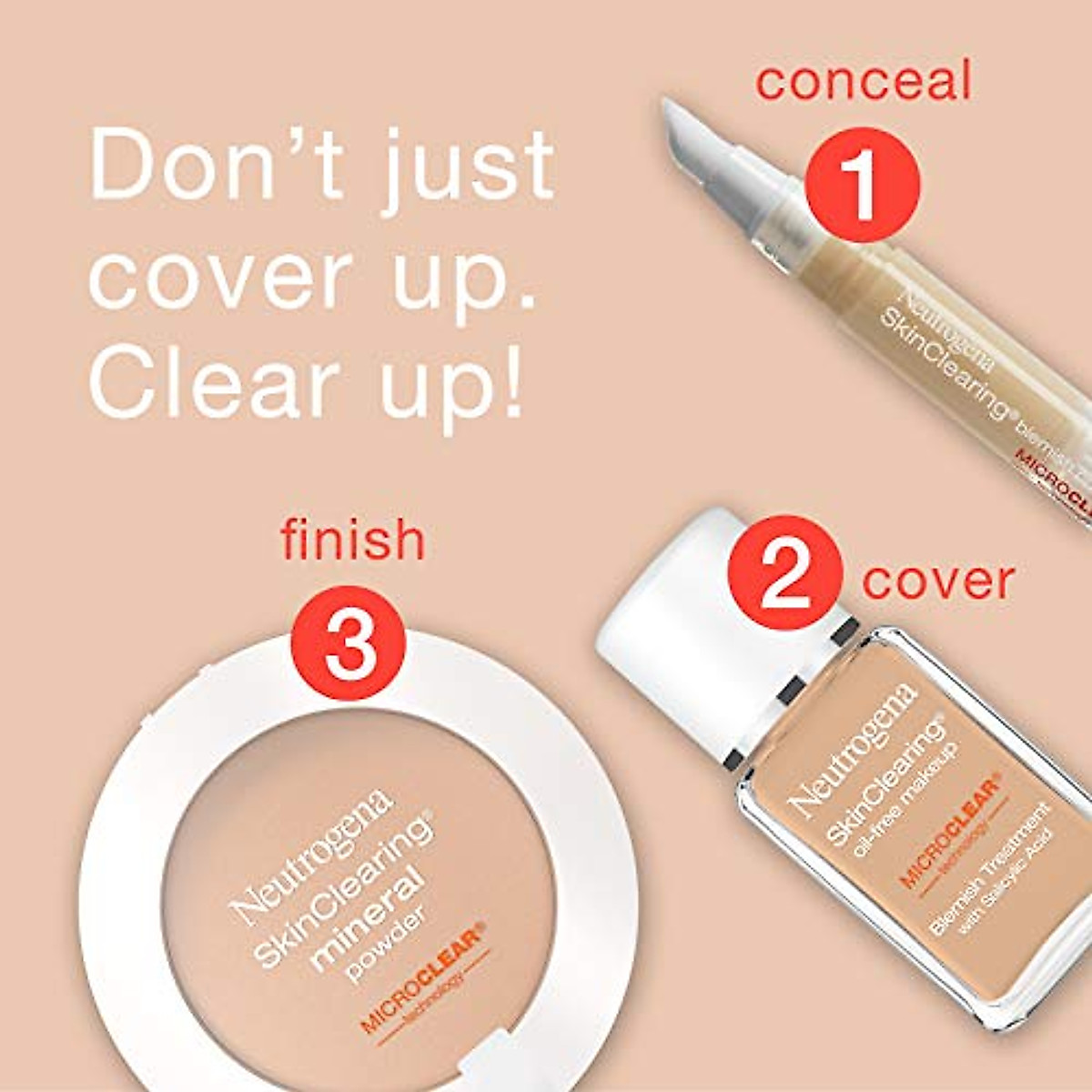 Neutrogena SkinClearing Oil-Free Acne and Blemish Fighting Liquid Foundation with .5% Salicylic Acid Acne Medicine, Shine Controlling Makeup for Acne Prone Skin, 40 Nude, 1 fl. Oz