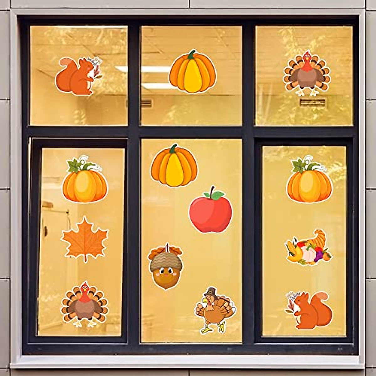 45 Pcs Double-Sided Turkey Pumpkin Autumn Leaves Acorn Cut-Outs for Fall Thanksgiving Classroom Bulletin Board Decorations