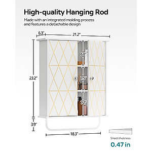 Bathroom Wall Cabinet Storage Cabinet Above Toilet, Bathroom Cabinet with Gold Decoration, Adjustable Shelves, Medicine Cabinet, and Space Saving Medicine Cabinet in The Living Room Cabinet White