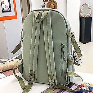 New Aesthetic Backpack Kawaii Backpack with Badge Pins Keychain Pendant Light Weight Travel Backpack