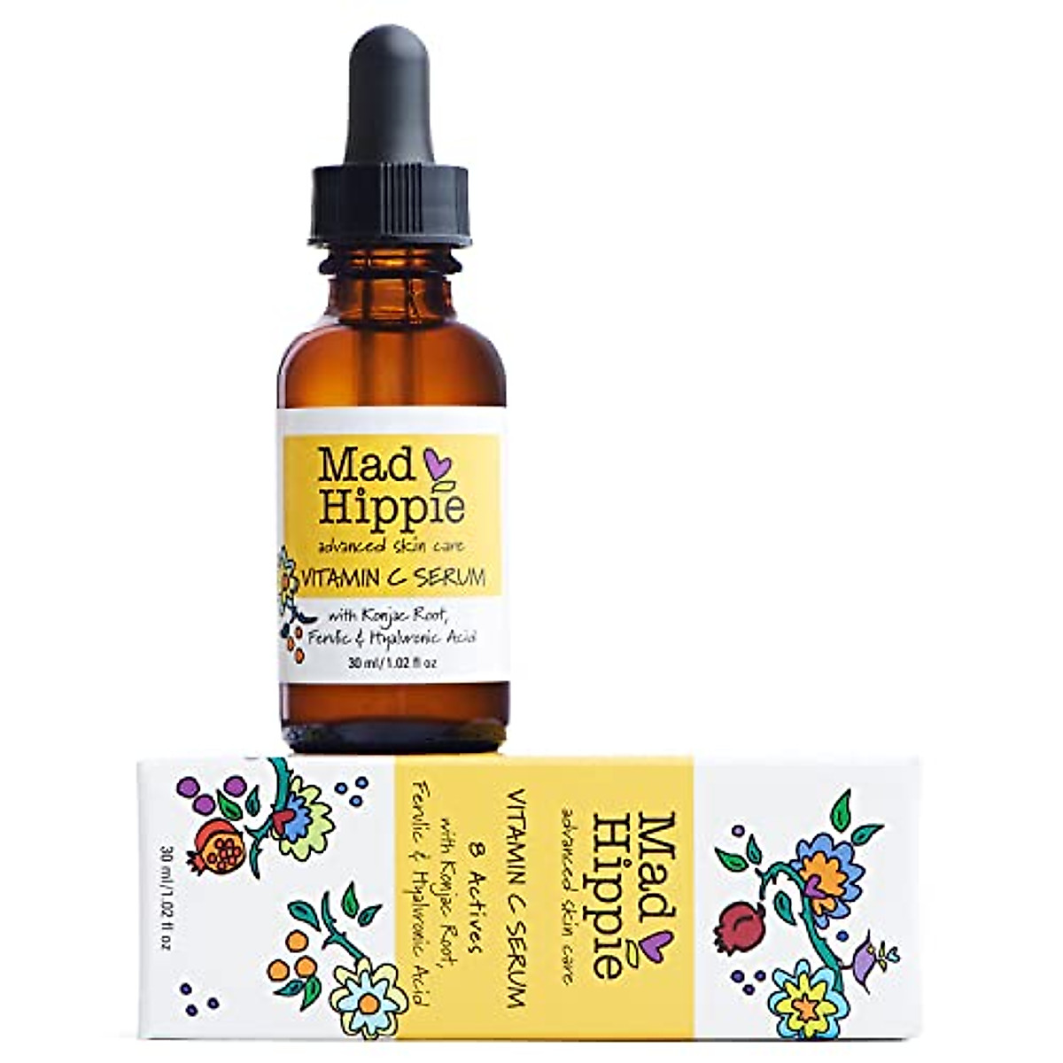 Mad Hippie Vitamin C Serum with Vitamin E, Skin Care Packed with Natural Vegan Active Ingredients, Apply Before Sunscreen or Makeup, For Healthy Glowing Skin, 1.02 Fl. Oz.