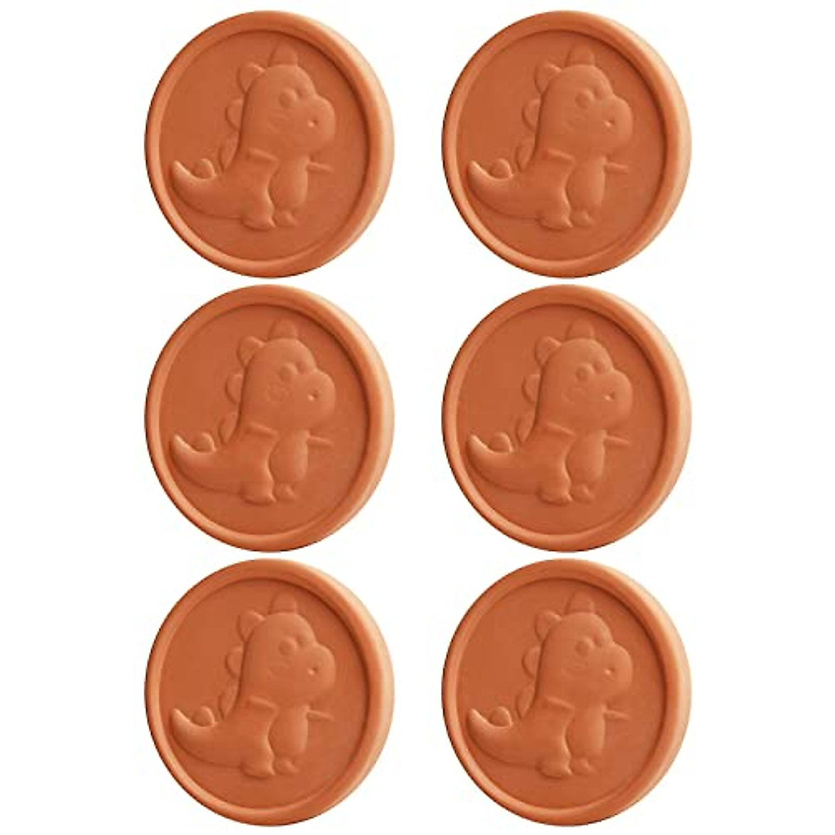 HUWLUIWA Brown Sugar Saver with Dinosaur Design, Sugar Softener For Food Storage, Terra Cotta Disc Sugar Keeper to keep Food Moisture, Set of 6 (Green Box)