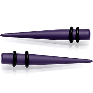 Body Candy 2Pc 2G Womens Ear Expanders Purple Matte Acrylic Straight Taper Ear Stretching Kit Set of 2 6mm