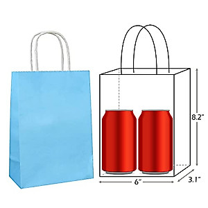 ADIDO EVA 25 PCS Small Gift Bags Blue Kraft Paper Bags with Handles for Party Favors (8.2 x 6 x 3.1 In)