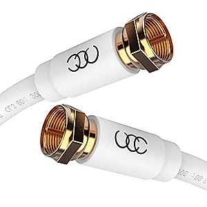 Coaxial Cable (10 ft) Triple Shielded - RG6 Coax TV Cable Cord Wire in-Wall Rated - Digital Audio Video with Male F Gold Plated Connectors -10 feet