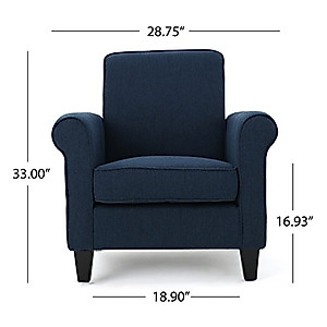Christopher Knight Home Freemont Fabric Club Chair, Dark Blue Dimensions: 30.75”D x 28.75”W x 33.00”H