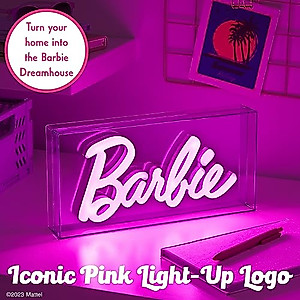Paladone Barbie Logo LED Neon Pink Sign, Licensed Barbie Merchandise and Barbiecore Room Decor