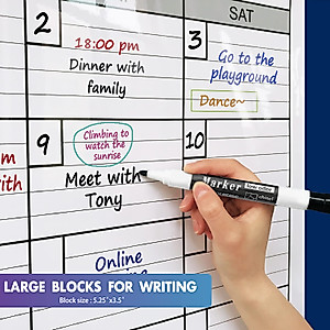 Dry Erase Monthly Laminated Jumbo Whiteboard Calendar, 25" by 38",Erasable Family Schedule Planner