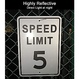 Joffreg Speed Limit 5 MPH Sign,17 x12 Inches,Reflective Aluminum,2 Pack