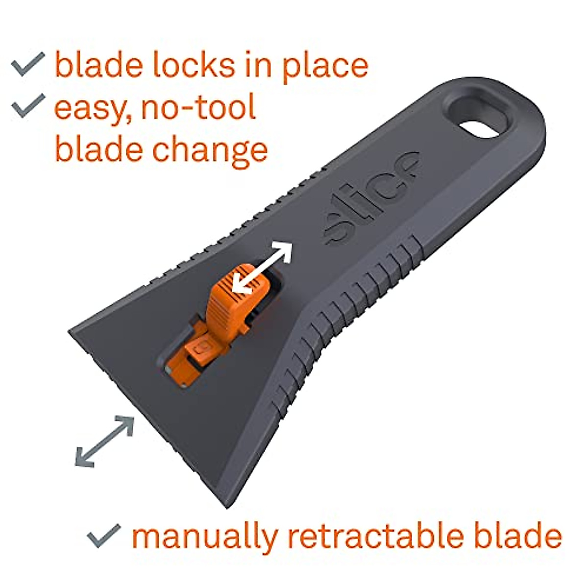 Slice 10591 Manual Utility Scraper, Locking Ceramic Blade, Rust Free, Finger Friendly, Soft-Touch Comfort Grips Reduce Strain, Regular - Manual (Locks in Position)