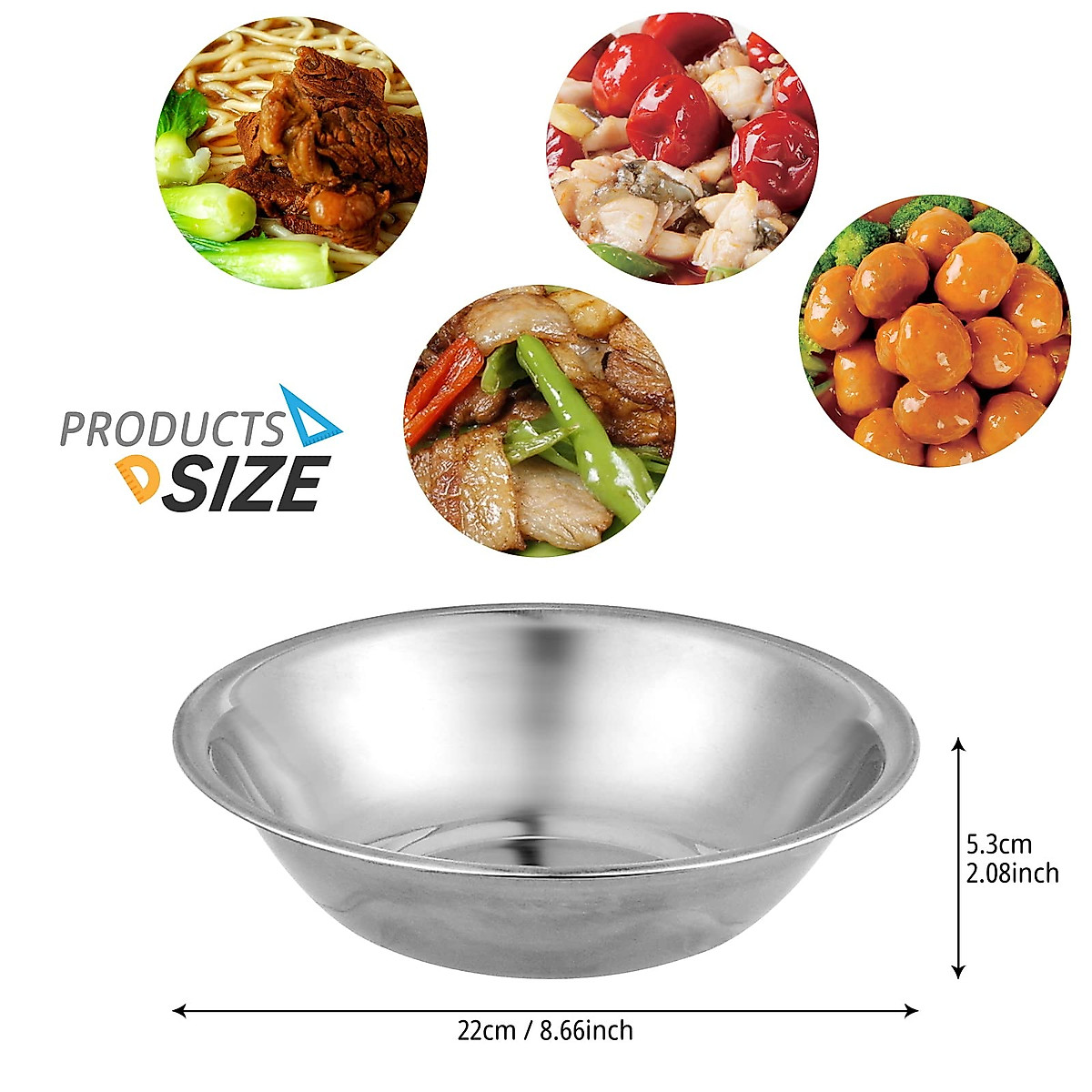 HengDu Stainless Steel Mixing Bowl, Flat Bottom Wide Flat for Larger Capacity, 8.7" Set of 3