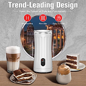 Generic Electric Milk Frother, 4-in-1 Milk Steamer and Frother, 8.1oz/240ml Automatic Warm and Cold Foam Maker, Milk Warmer and Coffee Frother for Latte, Cappuccino, Macchiato(White), SS-001