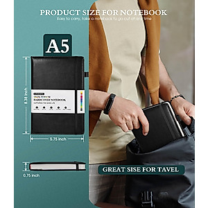 Ansopu Lined Journal Notebook for Writing, A5 100 GSM Thick Paper, Leather Hardcover Journal for Woman Men, Travel Journal Diary 160 Pages(5.75'' X 8.38'' Black)