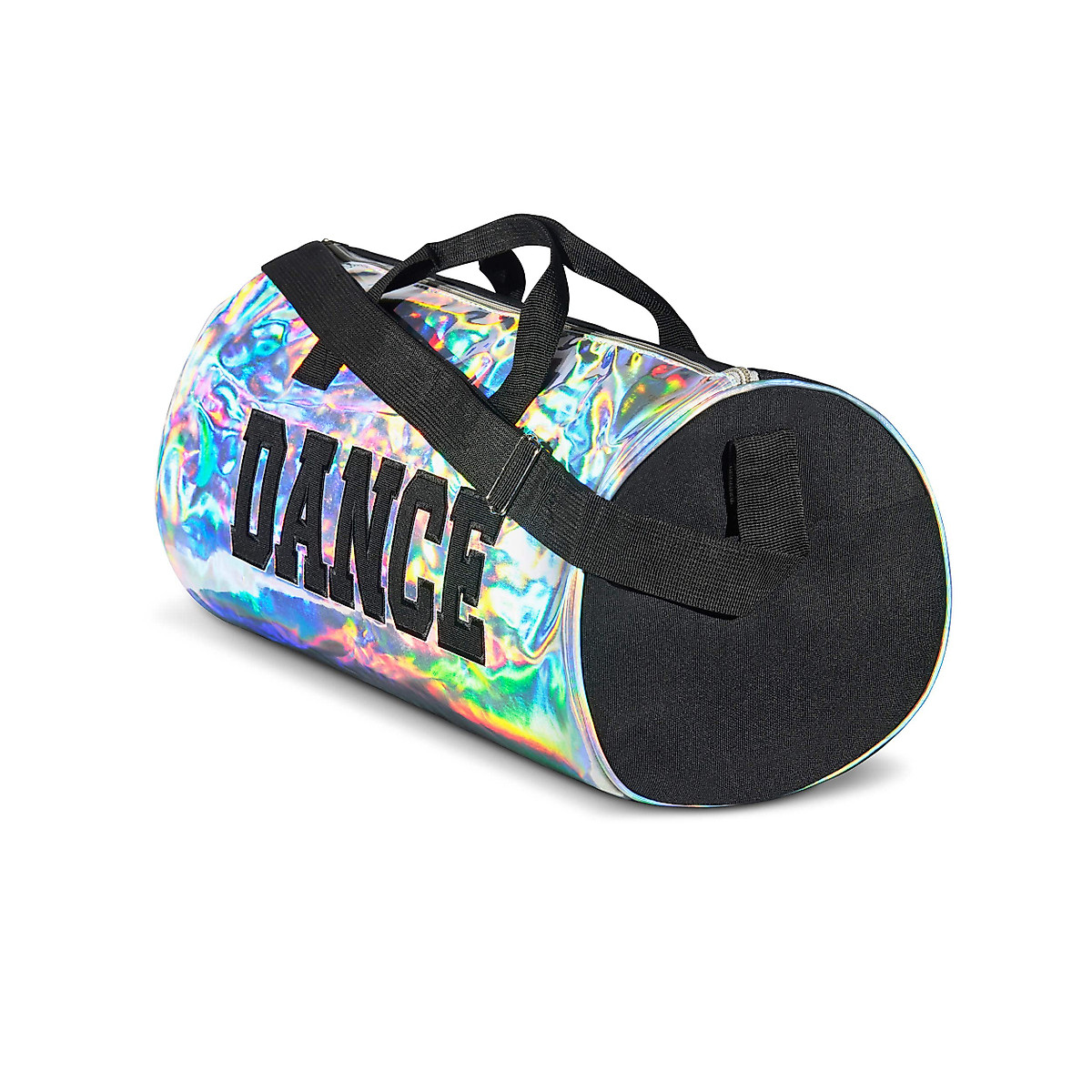 Holographic Dance Duffle Bag for Girls, Kids Travel Bag with Adjustable Carry on and Handy Pouch, Dance Accessories for Girls, Teens - 16 L