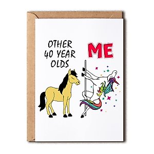 40Th Birthday Gifts For Women Other 40 Year Olds Me Unicorn Card 40 Years Old Birthday Gifts Card For Mom Wife Friend Sister Her