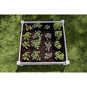 Vita Classic 4'X4'x11 Vinyl Raised, White VT17108 x 4ft Modular Garden Bed, 11" H