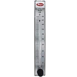 Dwyer® Rate-Master® Flowmeter, RMC-105-SSV, 2% Acc, 60-600 SCFH air, SS Valve, PC Body
