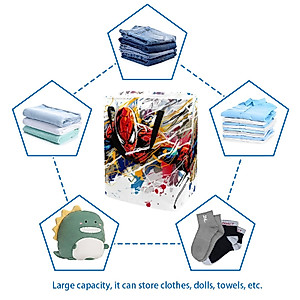 LICHWEST For Spiderman Foldable Waterproof Laundry Basket with Support Rods - 60L Capacity for Clothes, Toys, and More - Perfect Laundry Supplies, Toy Storage, and Clothes Organizer, White