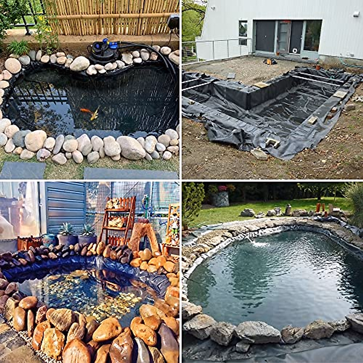 MAPORCH Upgraded 16.5 x 26.5FT Reinforced Polyethylene Fish Pond Liner with 24 Mils Thickness, Black Pond Skins Liner for Fish Koi Pond, Garden Pool and Irrigation Pond