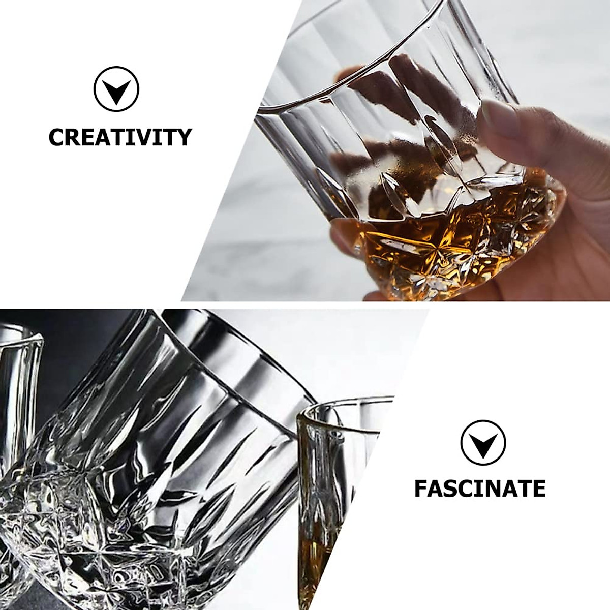 UPKOCH Crystal Whiskey Glasses Tumbler Set: 4Pcs Vintage Whiskey Glasses Whiskey Tumblers Crystal Glasses Cocktail Glass for Bar