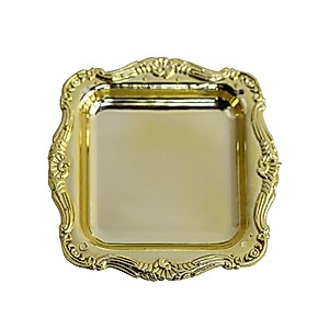Efavormart 12 Pack | Gold Square Baroque Mini Party Favor Candy Tray Treat Gift Display Serving Plate - 3"x3"