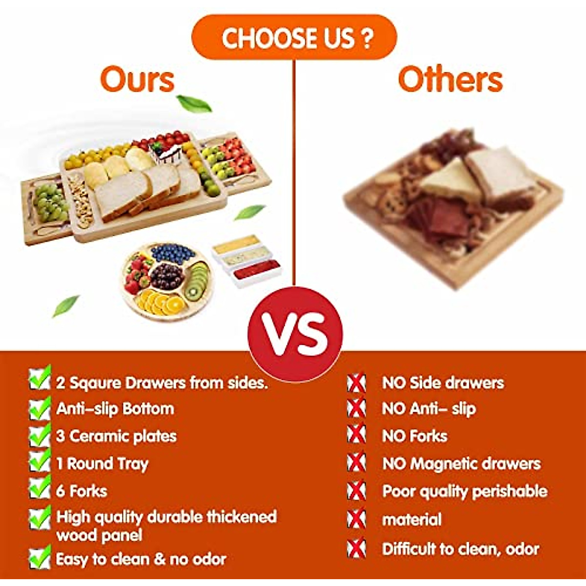 Charcuterie Boards, Bamboo Cheese Board and Knife Set, Large Charcuterie Board Set with Serving Utensils, Trays, Ceramic Bowls, Dad Gifts For Fathers Day, House Warming Gifts New Home