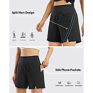 G4Free Athletic Running Shorts for Women Lightweight Quick Dry Workout Gym Shorts with Pockets 5" (Black, XXL)