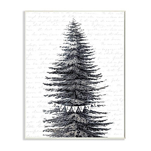 Stupell Industries Snow Covered Christmas Tree Believe Holiday Word Design Wall Plaque, 13 x 19, Multi-Color