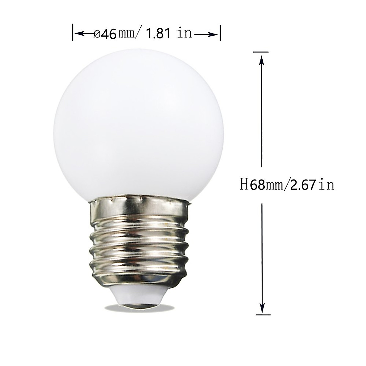 Night Light Bulb 1 Watt LED Low Watt Bulbs E26 E27 Standard Base Daylight White 6000K Not Dimmable G45 Energy Saving Light Bulbs 10W Equivalent for Home Bedroom Courtyard Garden 10Pack