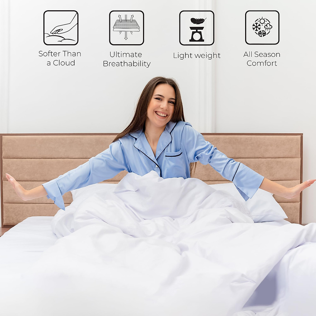 Linenwalas Tencel Lyocell Duvet Cover Set with Deep Pocket Fitted Sheet, Viscose Made from Eucalyptus Soft, Lightweight and Breathable Complete Bedding Set (Silver, Queen)