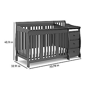STORKCRAFT Portofino 4 In 1 Fixed Side Convertible Crib Changer, Gray