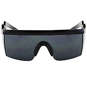 FLAWLESS EYEWEAR Semi Rimless Goggle Style Retro Rainbow Mirrored Lens ZigZag Sunglasses (Black)