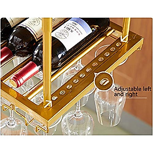 Inverted Retro Wine Glass Stylish Simplicity Wine Rack Simple Home Creative Display Wine Glass Bracket Bar Restaurant Kitchen Adjustable Height Floating Wine Rack (Golden 120 * 35Cm), PIBM, Black,