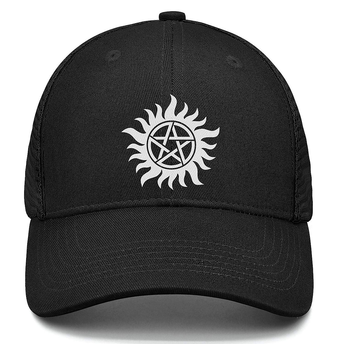 UNISEXCAPAA Unisex Baseball Cap Anti Possession Symbol Adjustable Snapback Mesh Trucker Dad Military Hat Black