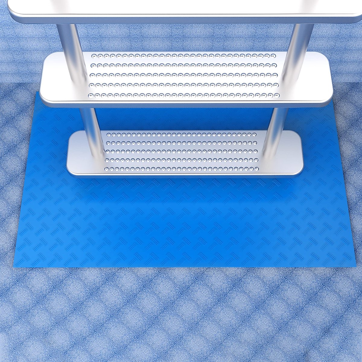 DECOHS 16" x 36" Pool Ladder Mat-Large Swimming Pool Step Mat with Non-Slip Texture-Protective Ladder Pad for Above Ground Pools Liner and Stairs (Stripe)